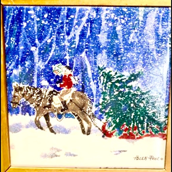 helen paul | Art | Vintage Helen Paul Framed Tile Art Horse Pulling ...